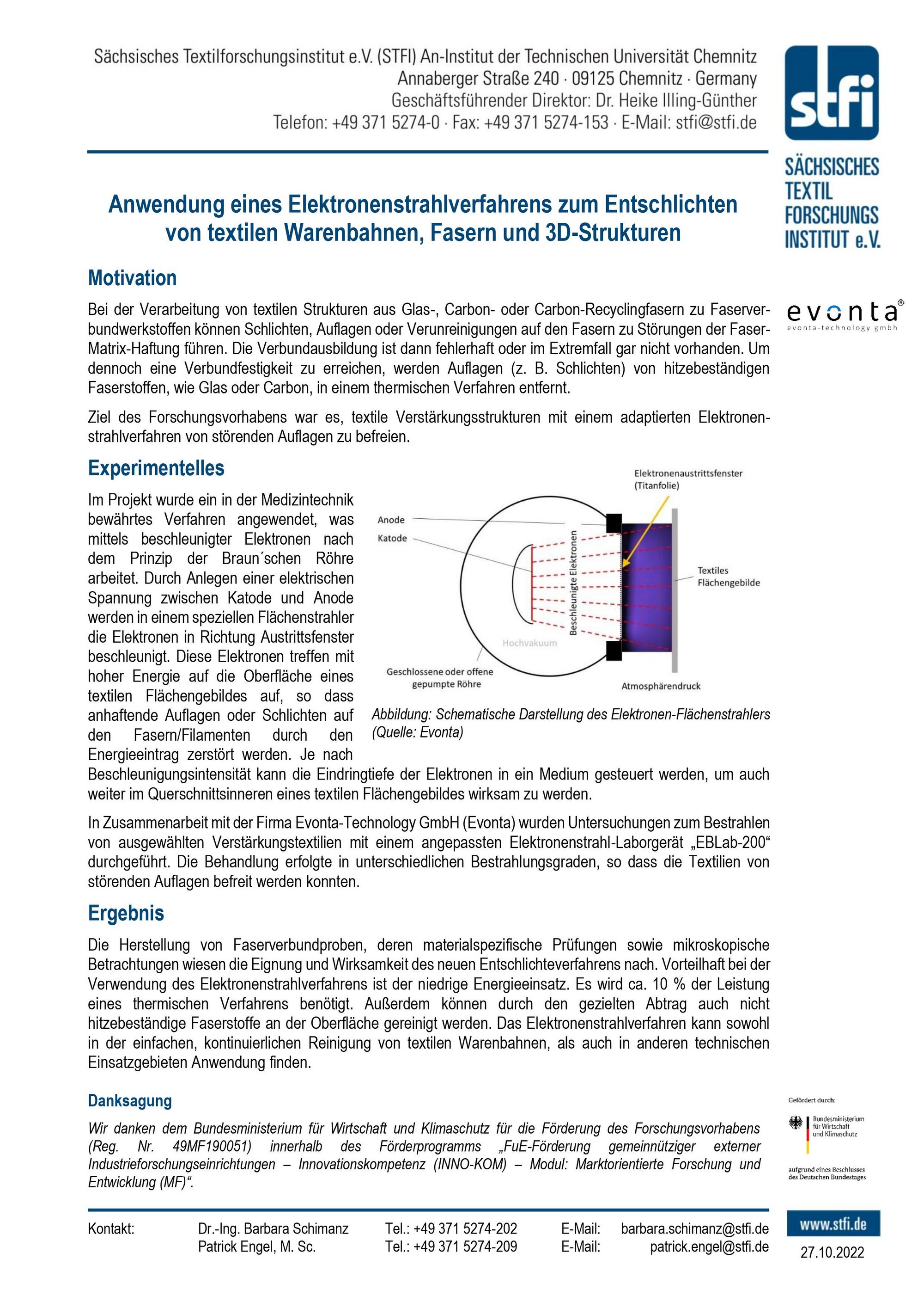 Anwendung eines Elektronenstrahlverfahrens zum Entschlichten von ...